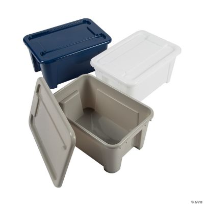Neutral Storage Bins with Lids - 6 Pc. | Oriental Trading