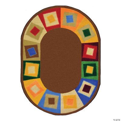 Joy Carpets Off Balance 7'8" X 10'9" Oval Classroom Rug in Neutrals ...