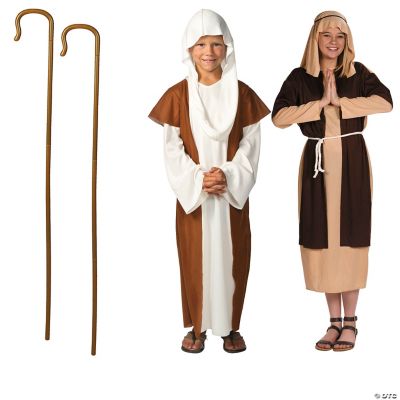Kids Large Shepherd Nativity Costume Kit with Props for 2
