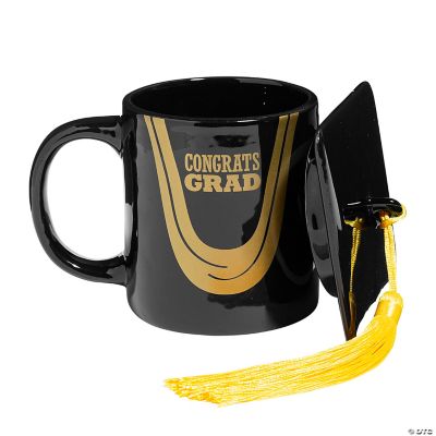 12 oz. Congrats Grad Black Reusable Ceramic Mug with Cap Lid | Oriental ...