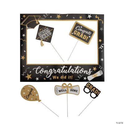 30" x 24" Black & Gold Graduation Photo Booth Frame & Props Kit – 6 Pc ...