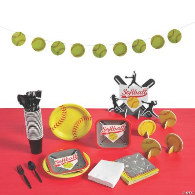 129 Pc. Softball Party Deluxe Tableware Kit for 8 Guests