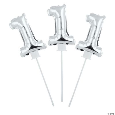 Self-Inflating Silver Number 1 6" Mylar Balloons – 6 Pc. | Oriental Trading