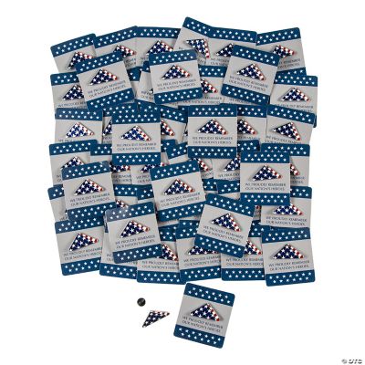 1" Bulk 144 Pc. Patriotic Folded Flag Pins with Card | Oriental Trading