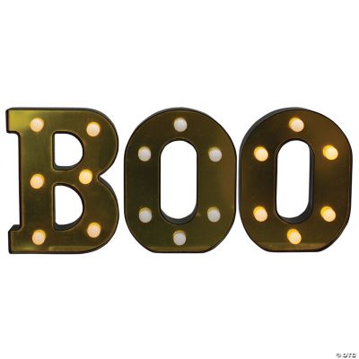 Northlight 6.5" Lighted Black and Gold BOO Halloween Marquee Sign ...