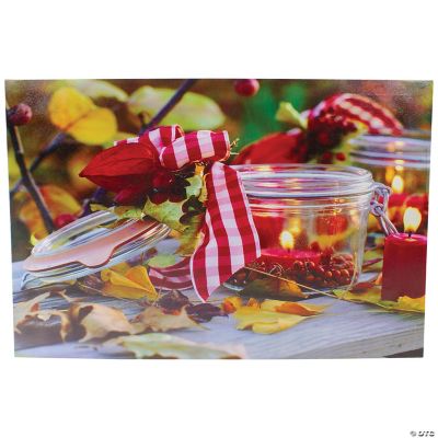 LED Lighted Fall Tree Archway with Lanterns Canvas 24" x 16" Wall Art ...