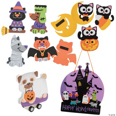 Bulk Halloween Howl-O-Ween is Purrr-Fect Craft Kit Assortment - Makes 48