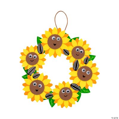 Smile Face Sunflower Wreath Craft Kit – Makes 12 | Oriental Trading