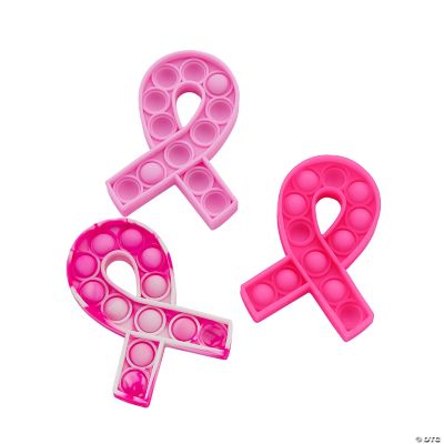 2" x 3" Pink Ribbon Lotsa Pops Pop Fidget Toys - 24 Pc. | Oriental Trading
