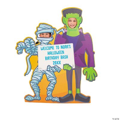 54" Personalized Halloween Mummy & Frankenstein Cardboard Cutout Stand ...