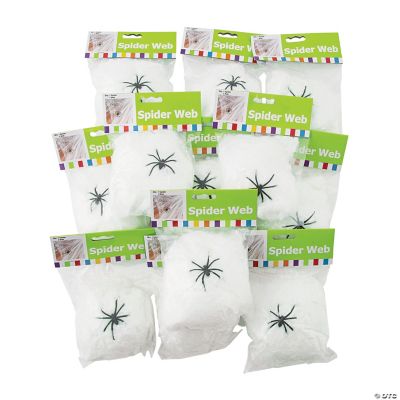 Bulk 48 Pc. Stretchable Spider Webs with Black Plastic Spiders ...