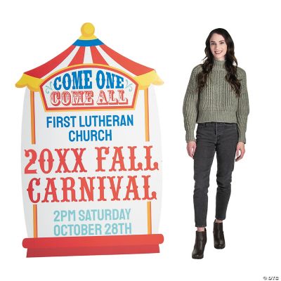 46 1/2" x 5 Ft. 10" Personalized Carnival Sign Cardboard Cutout Stand ...