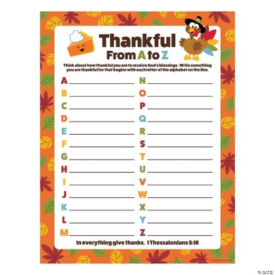 Religious Thankful From A to Z Activity Sheets - 24 Pc.