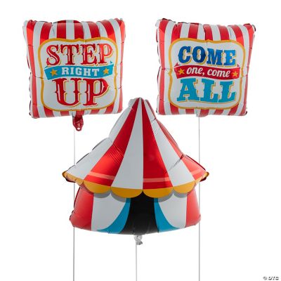 18" – 23" Red & White Striped Carnival-Themed Mylar Balloon – 3 Pc ...
