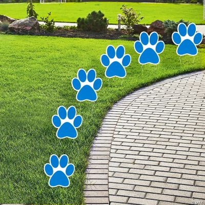 8" x 8 1/2" Blue Paw Print Yard Signs - 6 Pc. | Oriental Trading