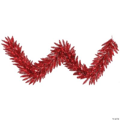 Vickerman 9' Tinsel Red Artificial Christmas Garland, Red Dura-Lit LED ...