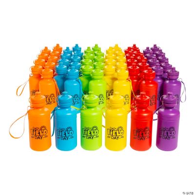 7 1/2" 18 oz. Bulk 120 Pc. Bright Color Field Day Plastic Water Bottle ...