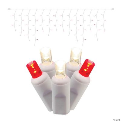 Vickerman 70 Red-White Wide Angle LED Icicle on White Wire, 9' Light ...