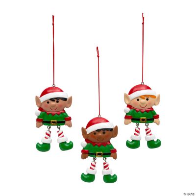 2 1/2" x 4" Dangle-Leg Elf Resin Christmas Ornaments - 12 Pc ...