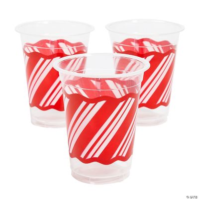 16 oz. Bulk 50 Ct. Christmas Candy Cane Disposable Plastic Cups ...