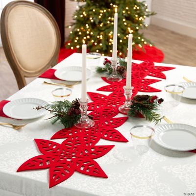 Red Felt Poinsettia Table Runner