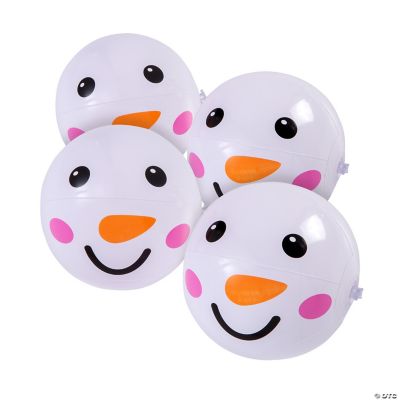 Mini Inflatable 5" Snowman Face Beach Balls - 12 Pc.