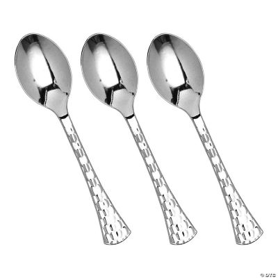Kaya Collection Shiny Silver Glamour Cutlery Disposable Plastic Spoons ...