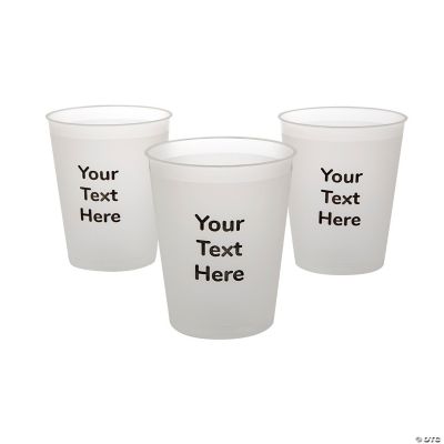 12 oz. Bulk 50 Ct. Personalized Small Open Text Frosted Reusable ...