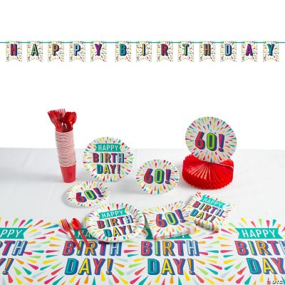 189 Pc. 60th Birthday Burst Party Tableware Kit for 24 Guests