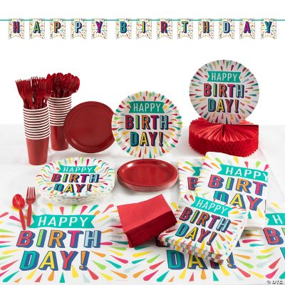 207 Pc. Birthday Burst Party Tableware Kit for 24 Guests | Oriental Trading