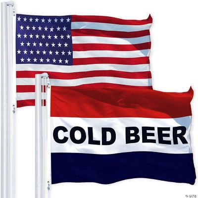 G128 Combo Pack USA American Flag 3x5 Ft 150D Printed Stars & Cold Beer ...
