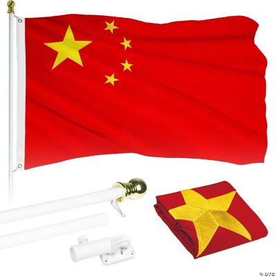 G128 6 Feet Tangle Free Spinning Flagpole White China Flag Brass ...