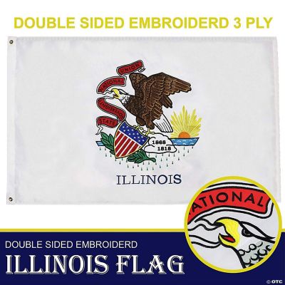 Illinois State Flag 210D Embroidered Polyester 3x5 Ft Double Sided 3ply ...