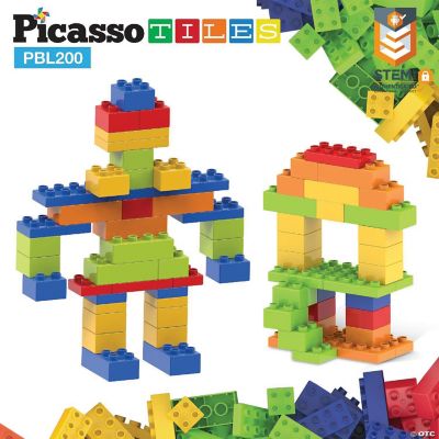 PicassoTiles 200 PC Large Construction Brick Building Blocks, Brick ...