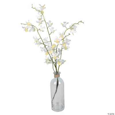 Vickerman 20.5" Artificial Mini White Orchid in a Glass Pot | Oriental ...