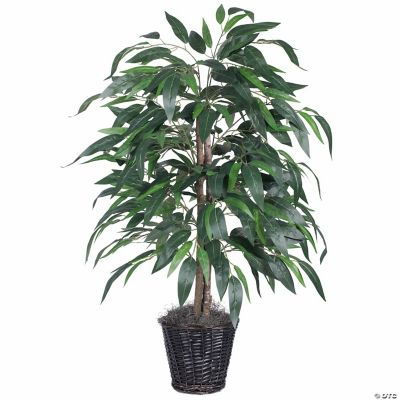 Vickerman 4' Artificial Mango Bush, Rattan Basket | Oriental Trading