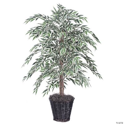 Vickerman 4' Artificial Variegated Smilax Bush, Rattan Basket ...