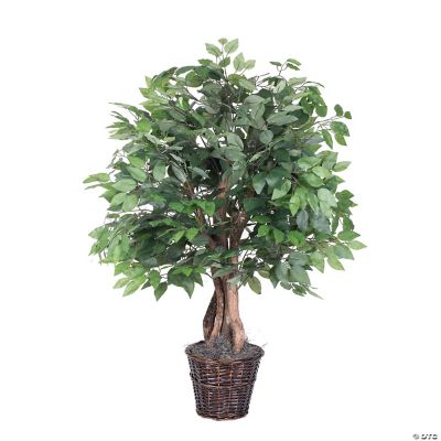 Vickerman 4' Artificial Ficus Extra Full Bush, Rattan Basket