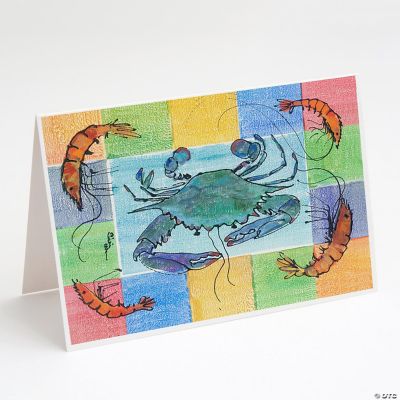 Caroline's Treasures Crab and Shrimp Greeting Cards and Envelopes Pack ...