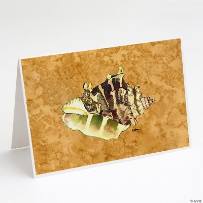 Caroline's Treasures Shell Greeting Cards and Envelopes Pack of 8, 7 x ...