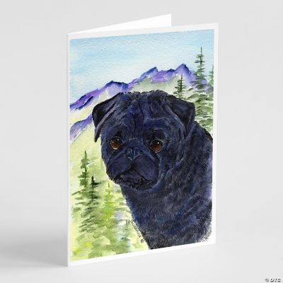 Caroline's Treasures Pug Greeting Cards and Envelopes Pack of 8, 7 x 5 ...