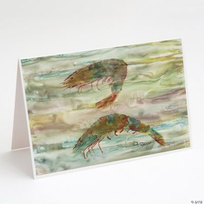Caroline's Treasures Shrimp Sunset Greeting Cards and Envelopes Pack of ...