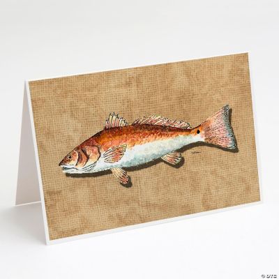 Caroline's Treasures Red Fish Greeting Cards and Envelopes Pack of 8, 7 ...