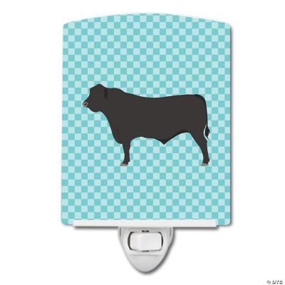 Caroline's Treasures Black Angus Cow Blue Check Ceramic Night Light, 4 ...