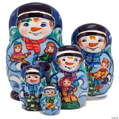 Designocracy Mr. Snowman 5-Piece Nested Doll G.DeBrekht | Oriental Trading