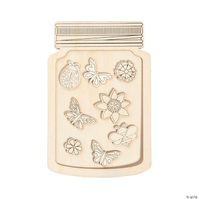 DIY Unfinished Wood Insect & Flowers Jars - 3 Pc. | Oriental Trading