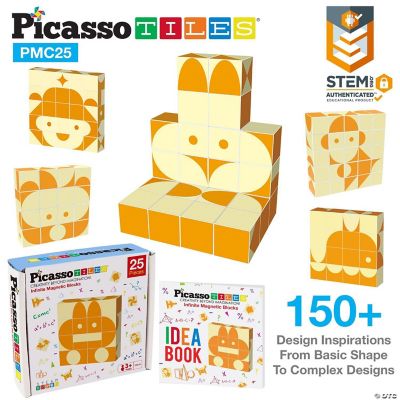 PicassoTiles 25 PC Magnetic Blocks Mix & Match, Animal, Yellow, Orange ...