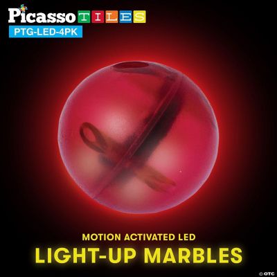 PicassoTiles 4 PC LED Marbles for Marble Run Race Track Building Block ...