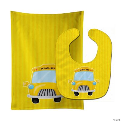 Caroline's Treasures School Bus Baby Bib & Burp Cloth, 11 x 18 ...