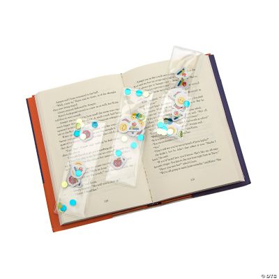 2" x 6" Confetti-Filled Vinyl Bookmarks with Classroom Icons - 12 Pc ...